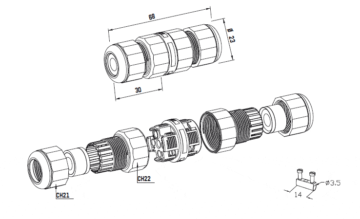 Drawing-IP68-WATERPROOF-CONNECTOR | โคมไฟภายนอก l Outdoor lighting